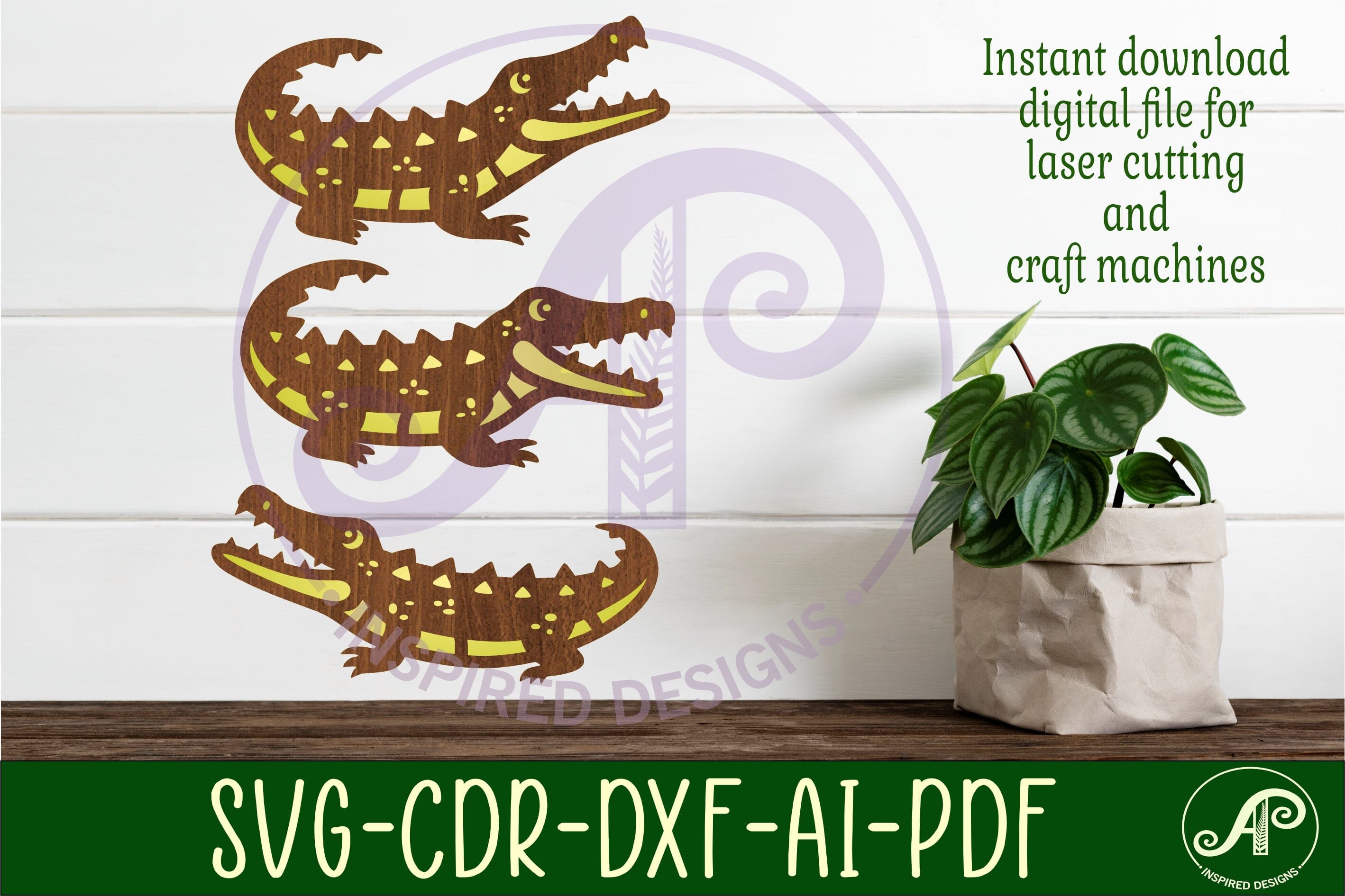 Crocodile two layer laser cut outs SVG files - So Fontsy
