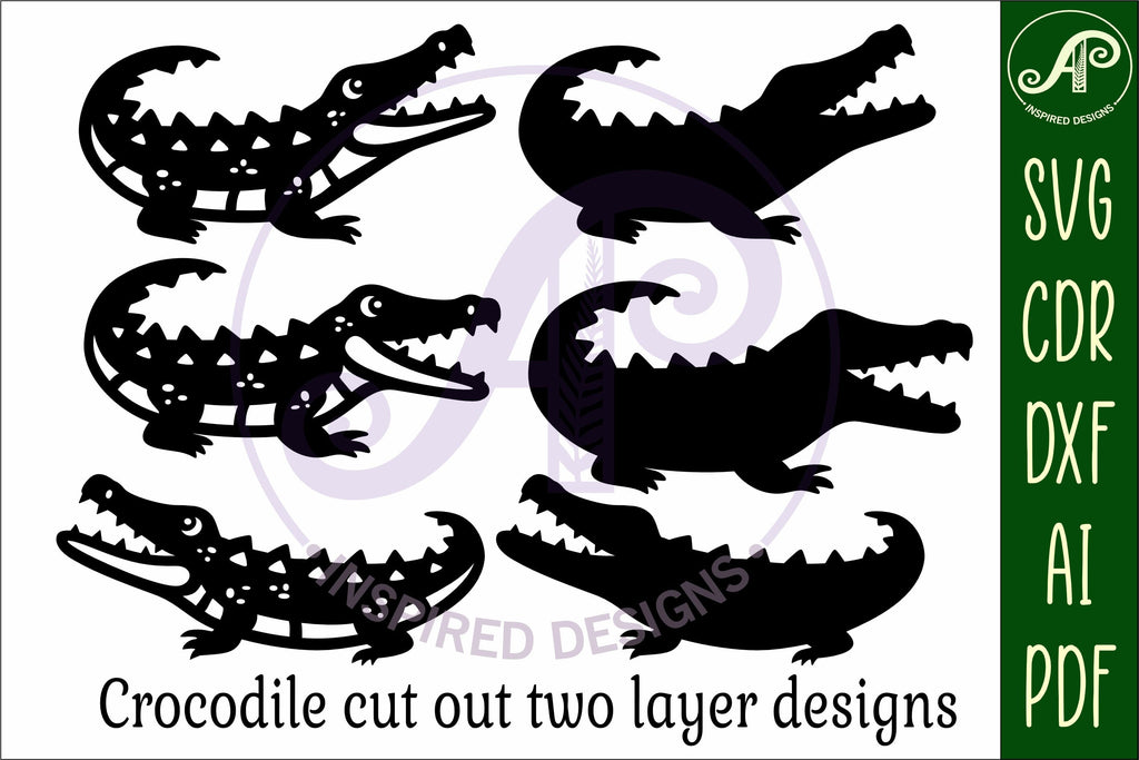 Crocodile two layer laser cut outs SVG files - So Fontsy