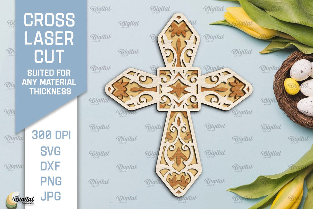 Cross Laser Cut. Multilayer Cross SVG. - So Fontsy