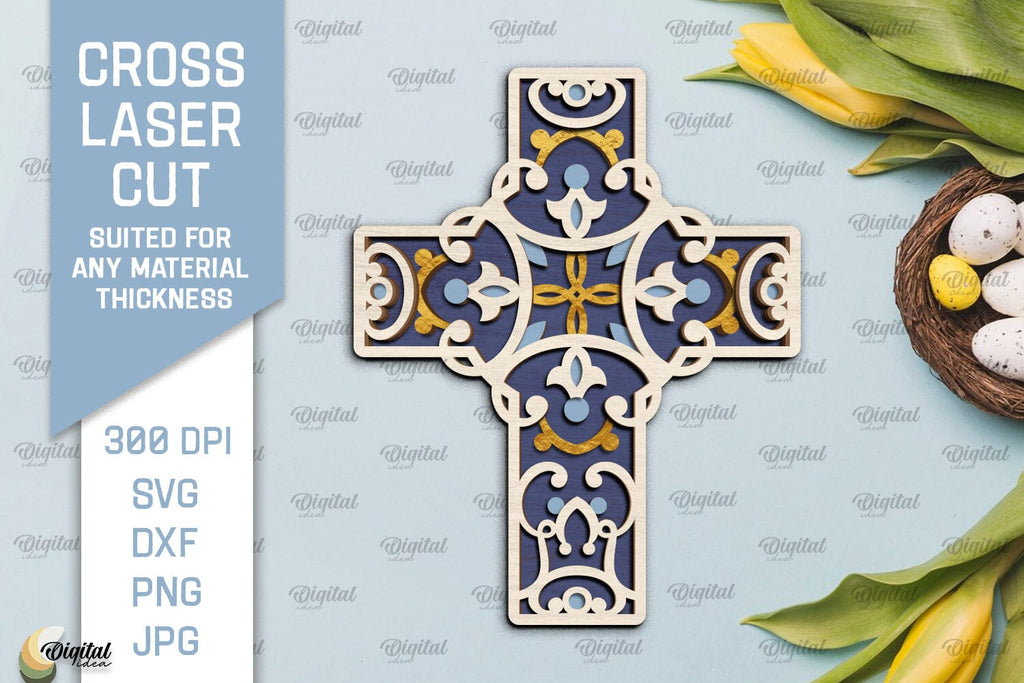 Cross Laser Cut. Multilayer Cross SVG. - So Fontsy