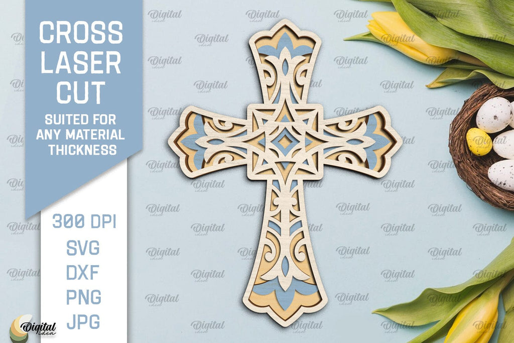 Cross Laser Cut. Multilayer Cross SVG. - So Fontsy