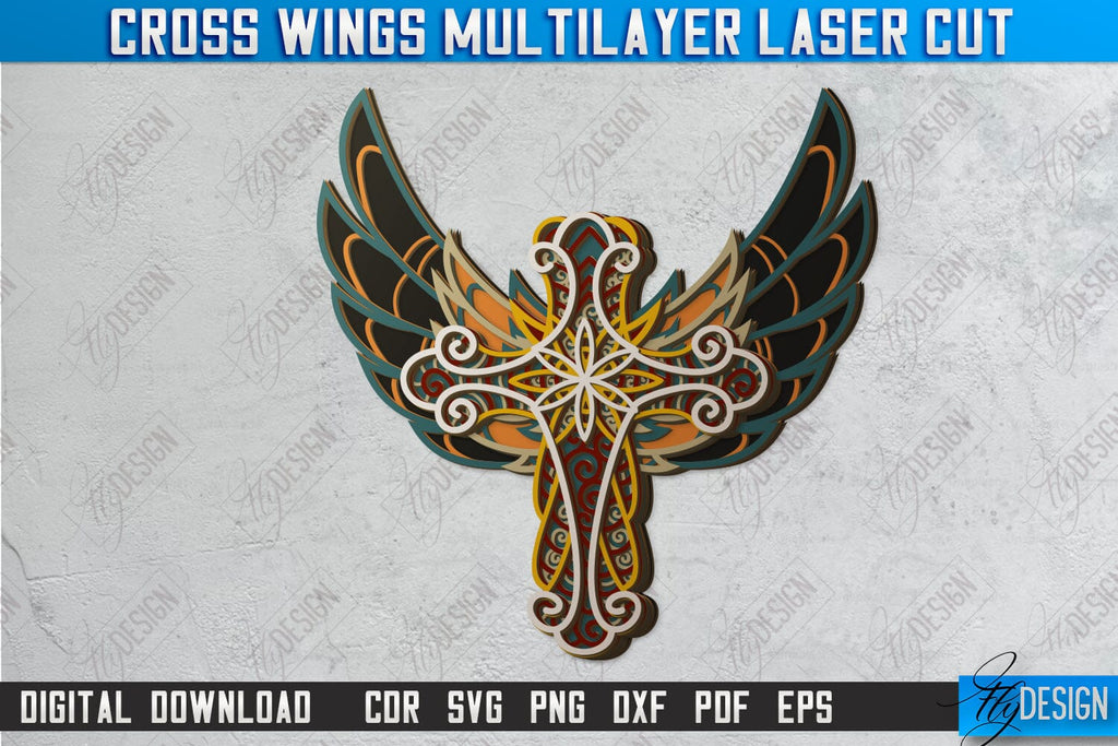 Cross Wings Multilayer Laser Cut | Religious Symbol | Layered Cross ...