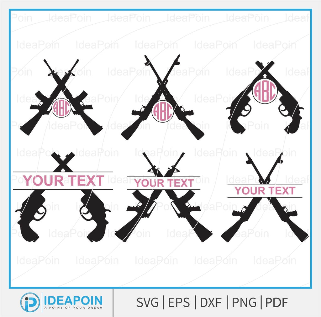 Crossed Rifles SVG, Split Crossed Rifles Name Frame, Rifle Clipart ...