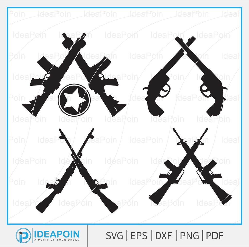 Crossed Rifles SVG, Split Crossed Rifles Name Frame, Rifle Clipart ...