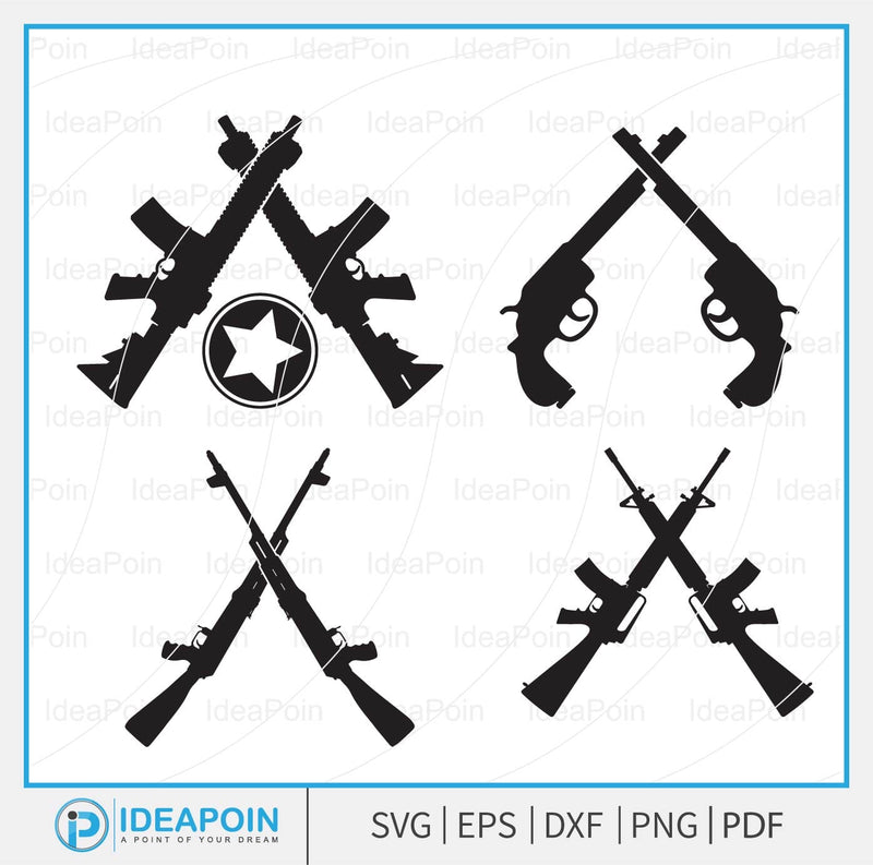 Crossed Rifles SVG, Split Crossed Rifles Name Frame, Rifle Clipart ...