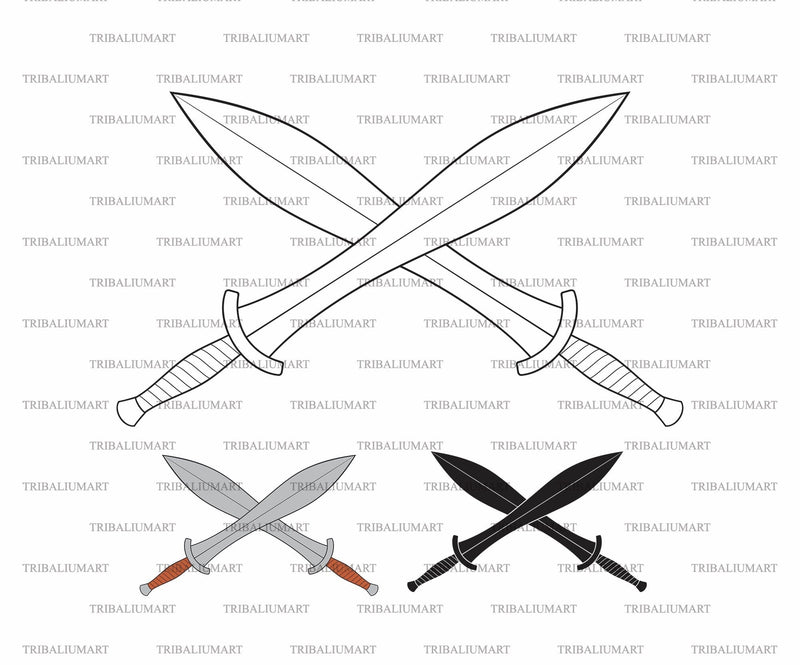 Crossed Spartan Swords. Cut files for Cricut. Clip Art silhouette (eps ...