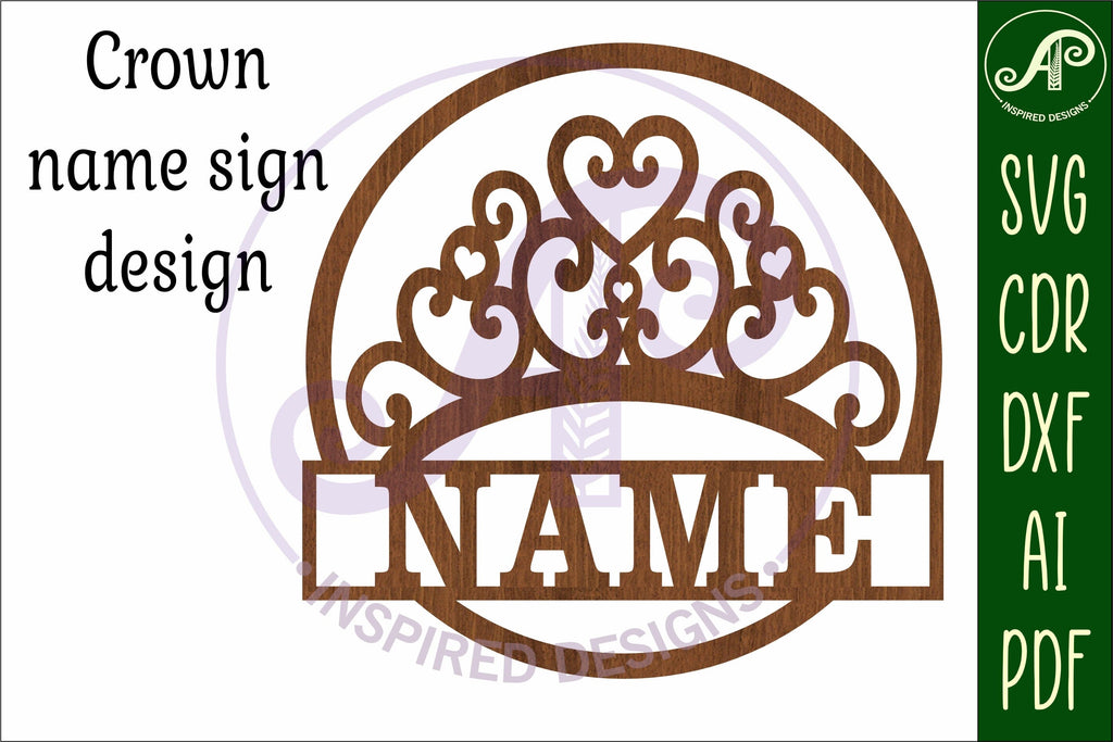 Crown name sign svg laser cut template - So Fontsy