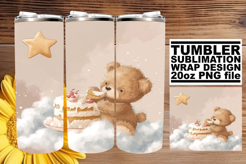 Cuddly Teddy Bear Sublimation Tumbler Wrap - Colorful Charms - So Fontsy