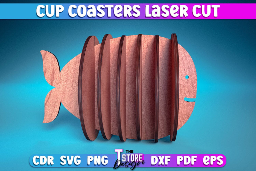 Cup Coasters Laser Cut | Kitchen Laser Cut Design | CNC Files - So Fontsy