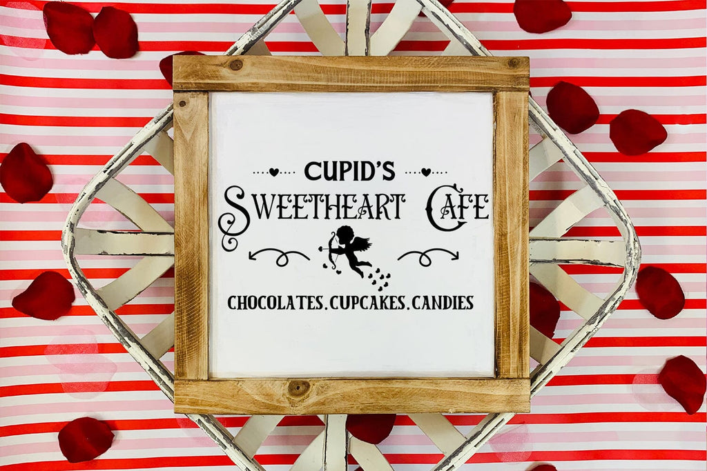 Cupid's Sweetheart Cafe SVG I Farmhouse Valentine Sign SVG - So Fontsy