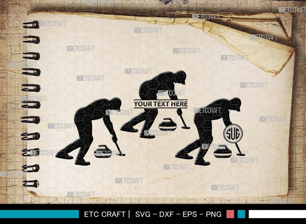 Curling Monogram, Curling Silhouette, Curling SVG, Curling Sport Svg ...