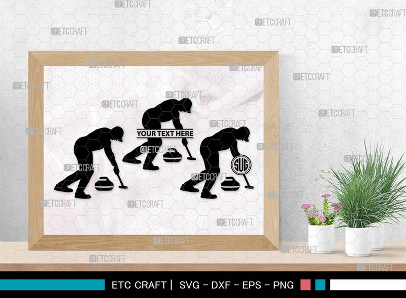 Curling Monogram, Curling Silhouette, Curling SVG, Curling Sport Svg ...