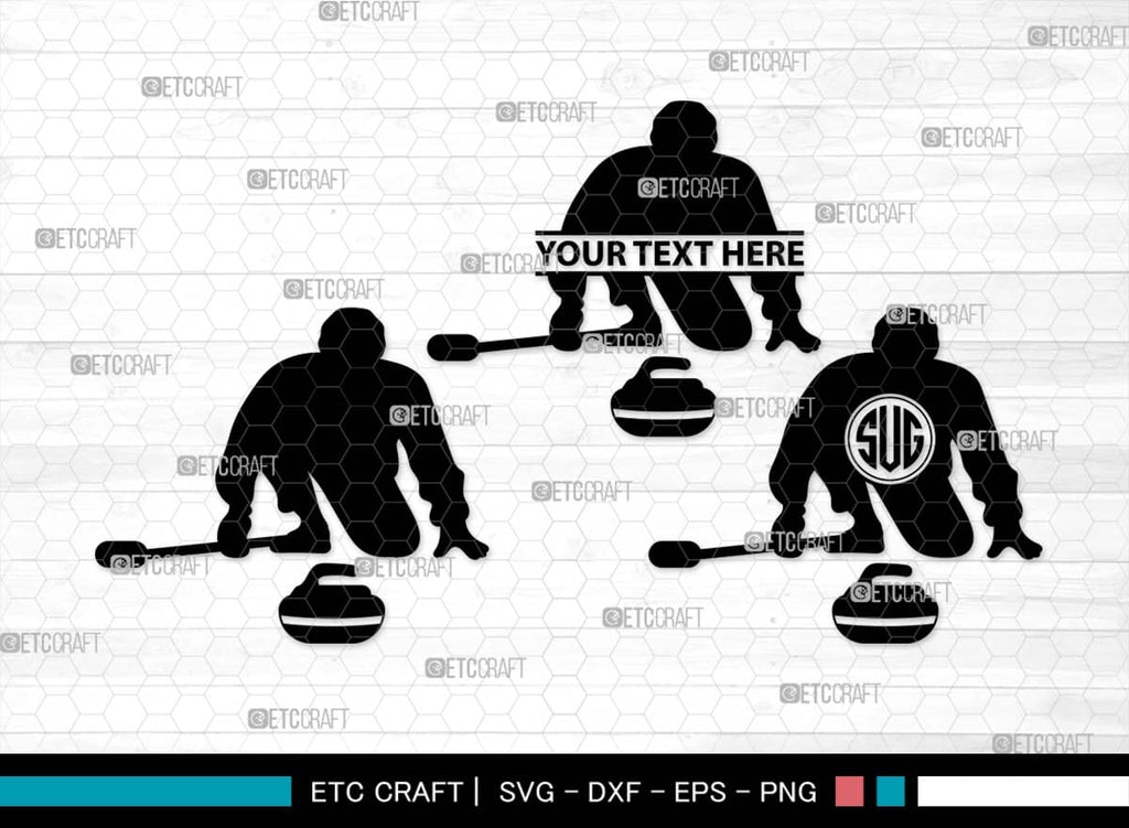 Curling Monogram, Curling Silhouette, Curling SVG, Curling Sport Svg ...