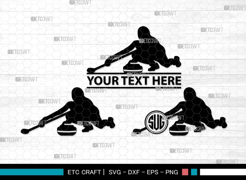 Curling Monogram, Curling Silhouette, Curling SVG, Curling Sport Svg ...