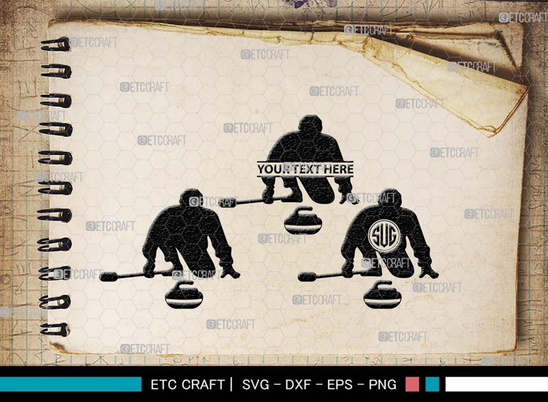 Curling Monogram, Curling Silhouette, Curling SVG, Curling Sport Svg ...