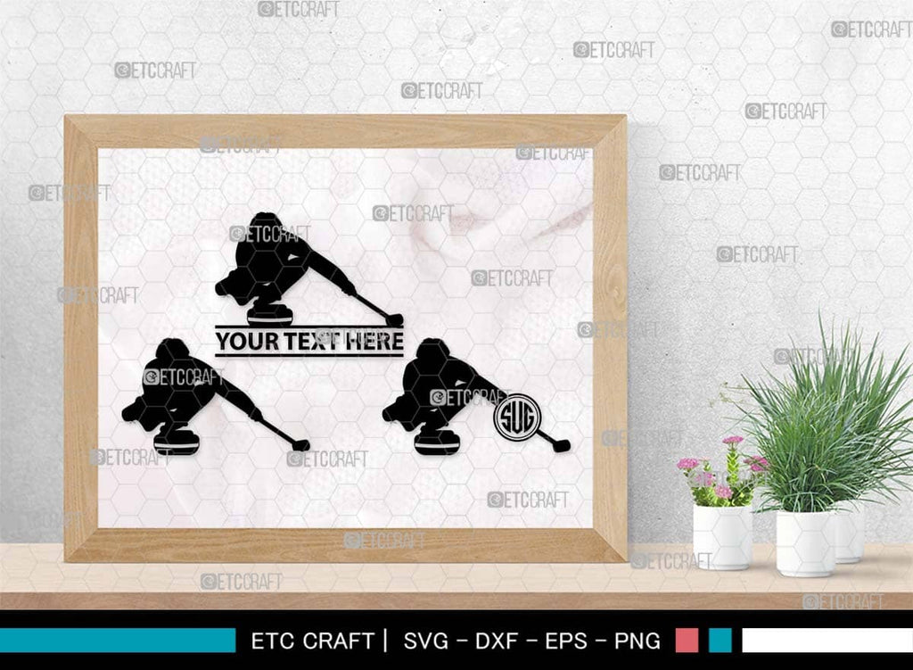 Curling Monogram, Curling Silhouette, Curling SVG, Curling Sport Svg ...
