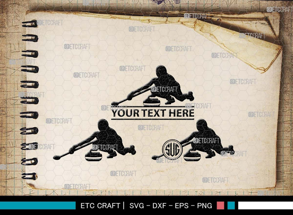 Curling Monogram, Curling Silhouette, Curling SVG, Curling Sport Svg ...