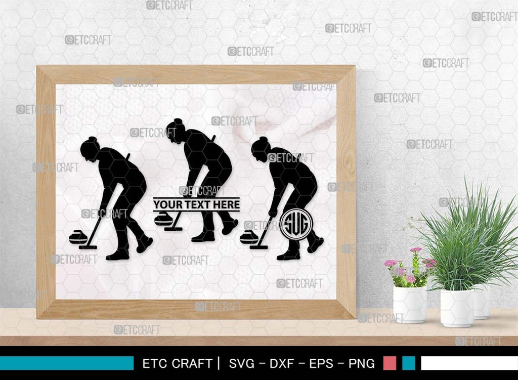Curling Monogram, Curling Silhouette, Curling SVG, Curling Sport Svg ...