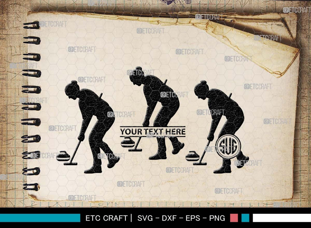 Curling Monogram, Curling Silhouette, Curling SVG, Curling Sport Svg ...