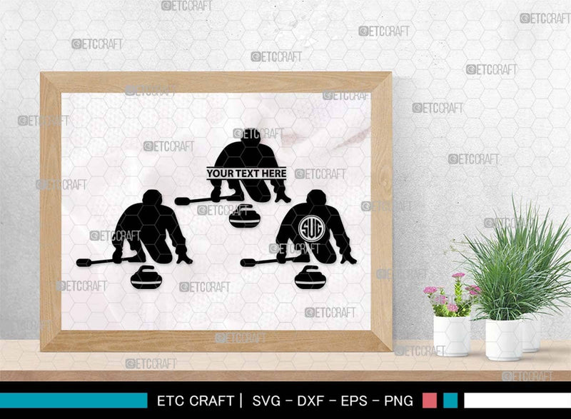 Curling Monogram, Curling Silhouette, Curling SVG, Curling Sport Svg ...
