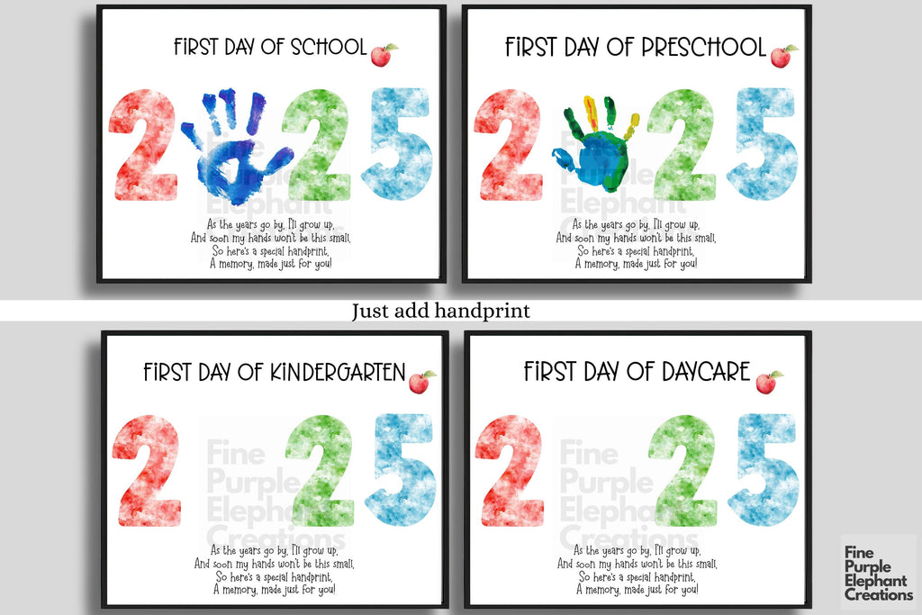 Custom 1st Day of School 2025 Handprint Digital Art Print - So Fontsy