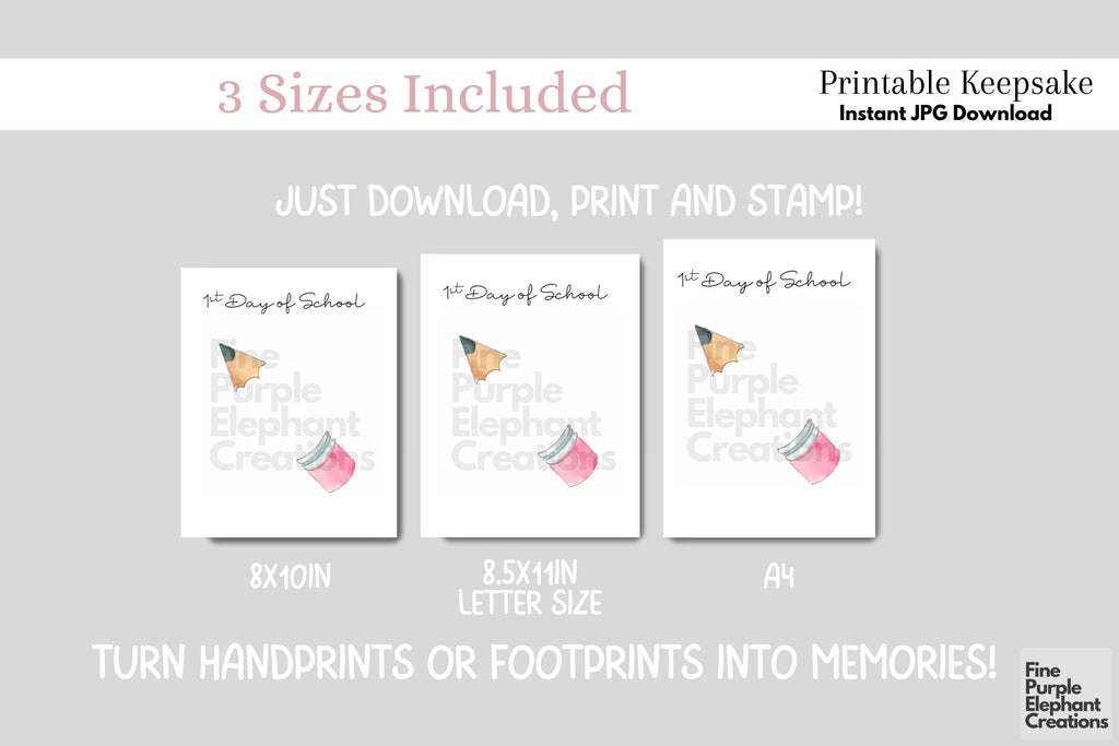Custom 1st Day School Pencil Handprint Digital Art Print - So Fontsy
