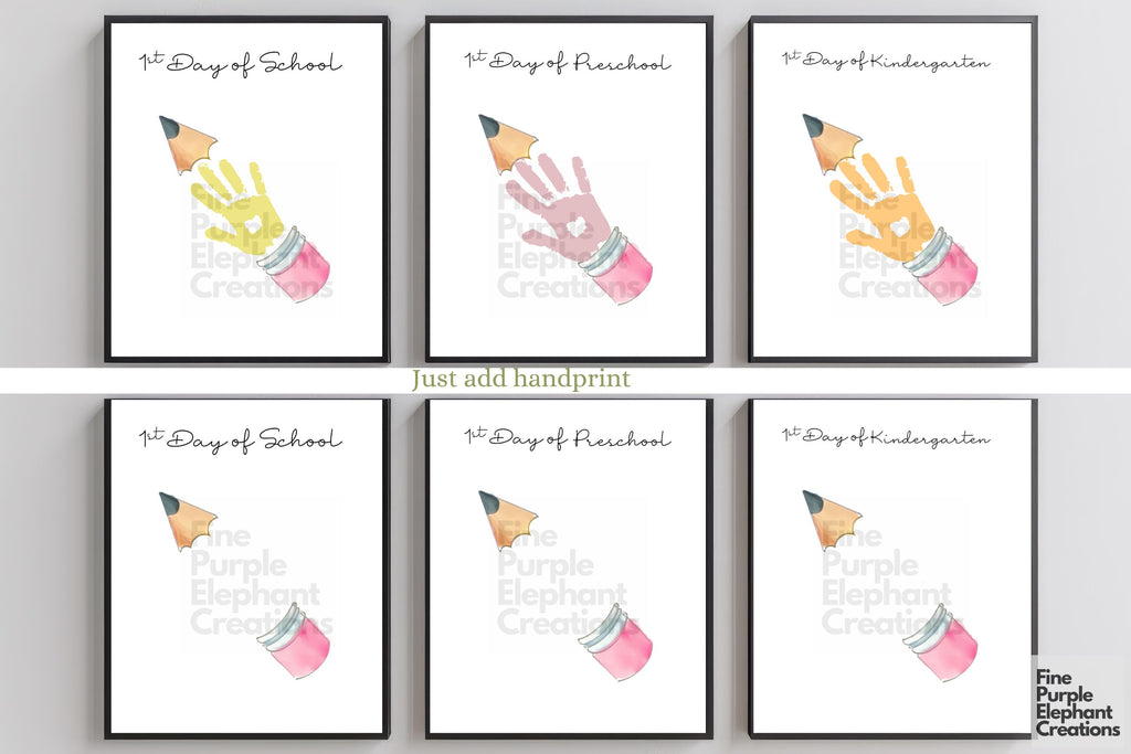 Custom 1st Day School Pencil Handprint Digital Art Print - So Fontsy