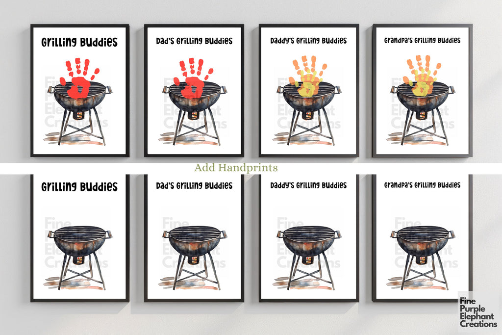 Custom BBQ Grilling Buddies Handprint Digital Art Print | Father's Day ...