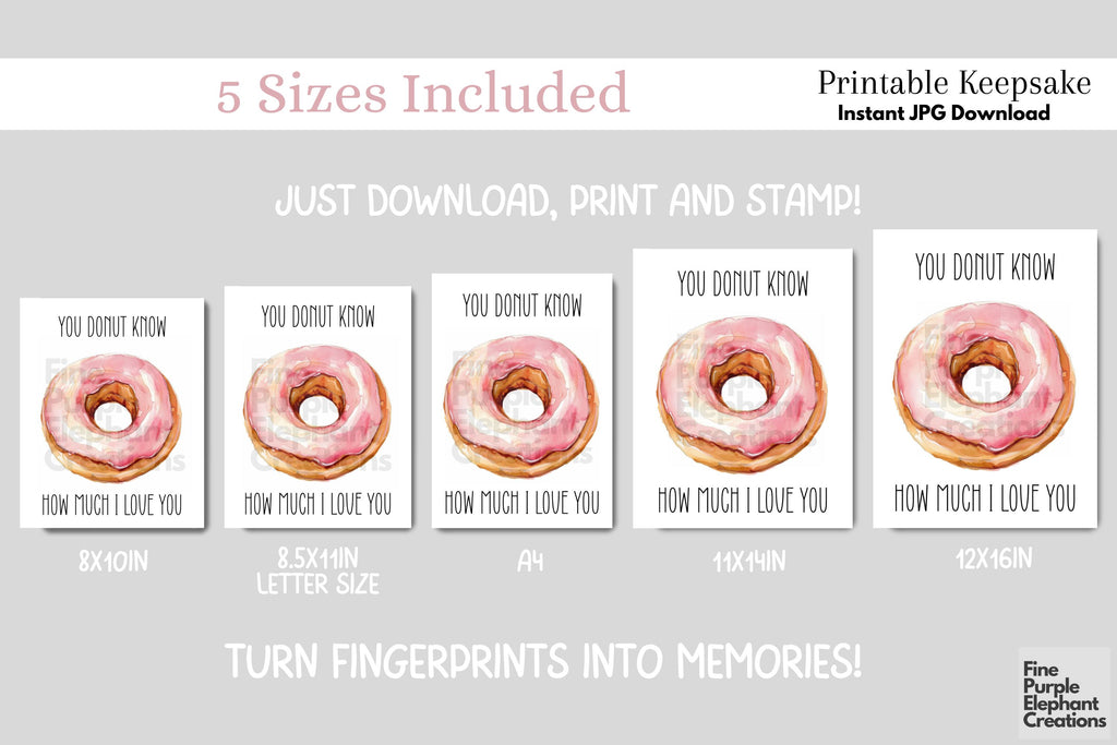 Custom Doughnut Handprint Digital Art Print | Mother's Father's Day ...