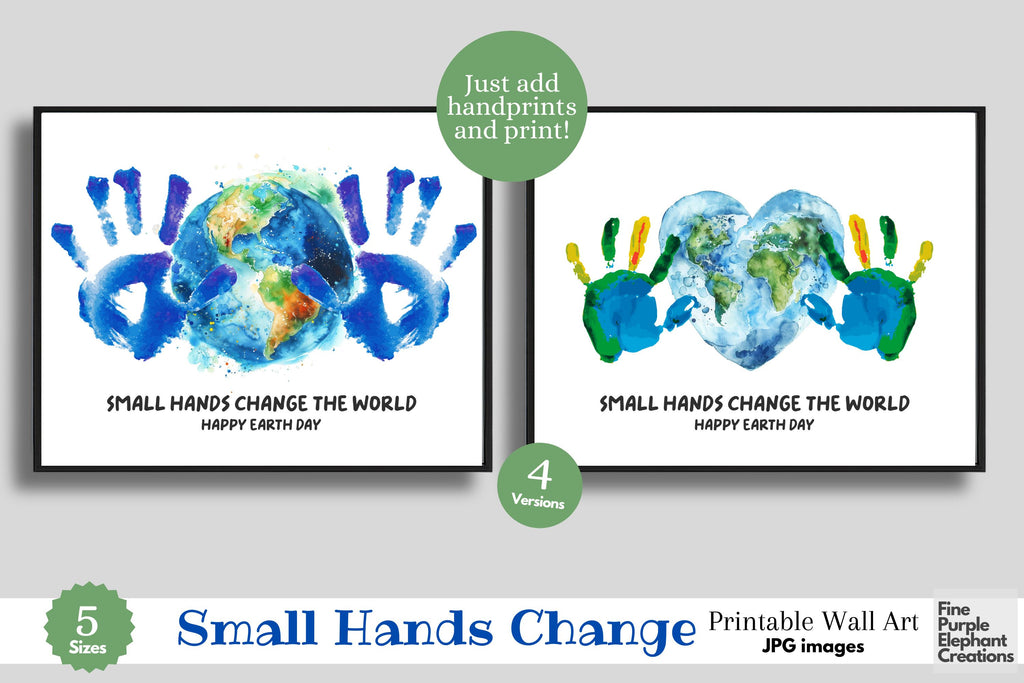 Custom Earth Day Small Hand Change World Handprint l Digital Art Print ...