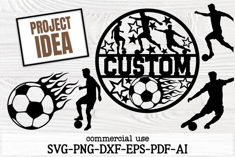 Custom Soccer Name Sign SVG | Football Wall Decor | Sports-Themed Lase ...