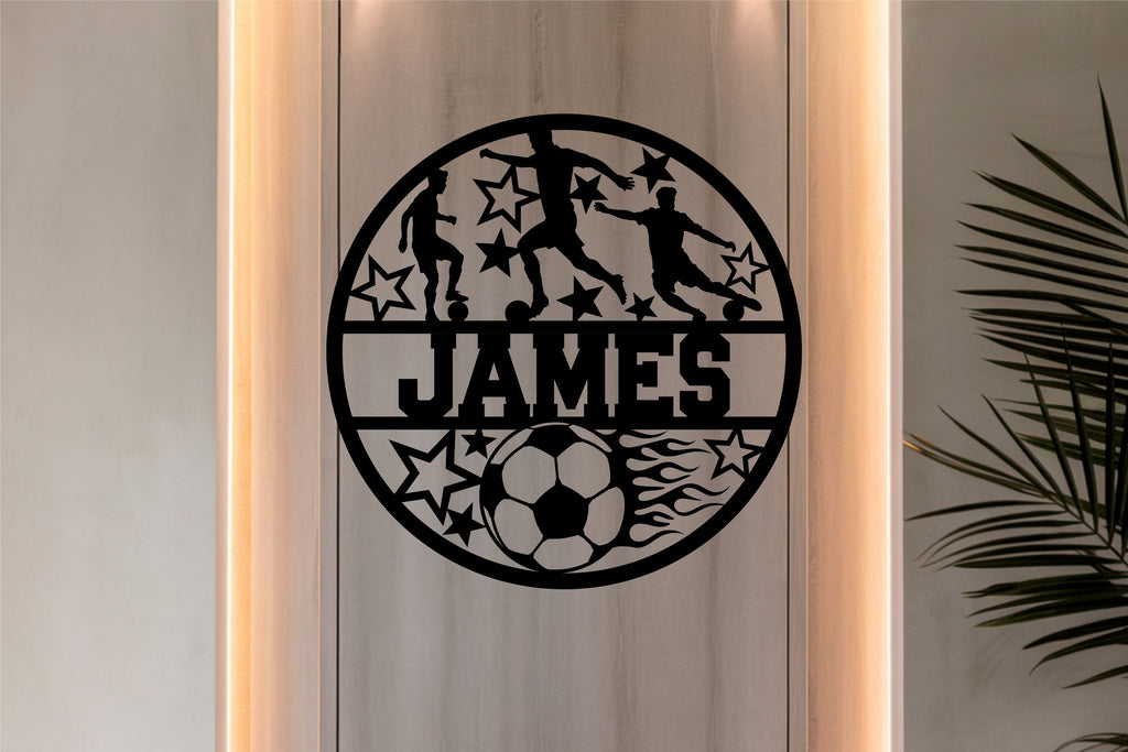 Custom Soccer Name Sign SVG | Football Wall Decor | Sports-Themed Lase ...