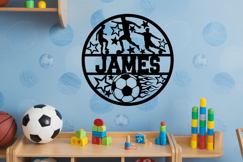Custom Soccer Name Sign SVG | Football Wall Decor | Sports-Themed Lase ...
