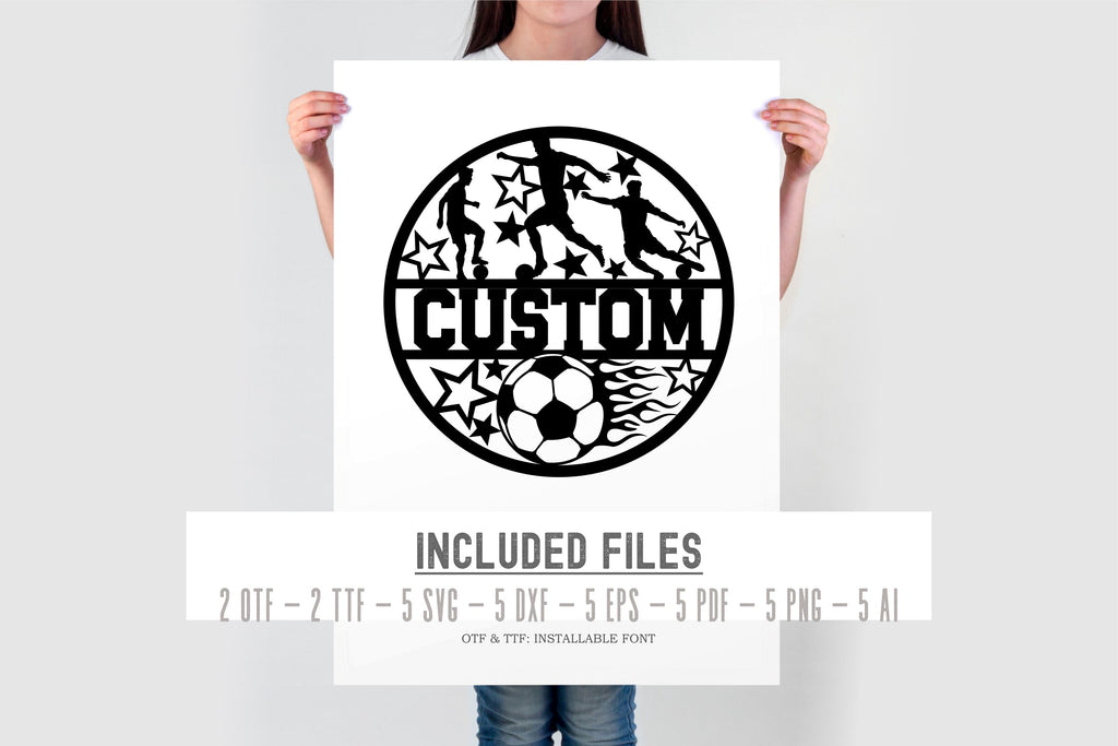 Custom Soccer Name Sign SVG | Football Wall Decor | Sports-Themed Lase ...