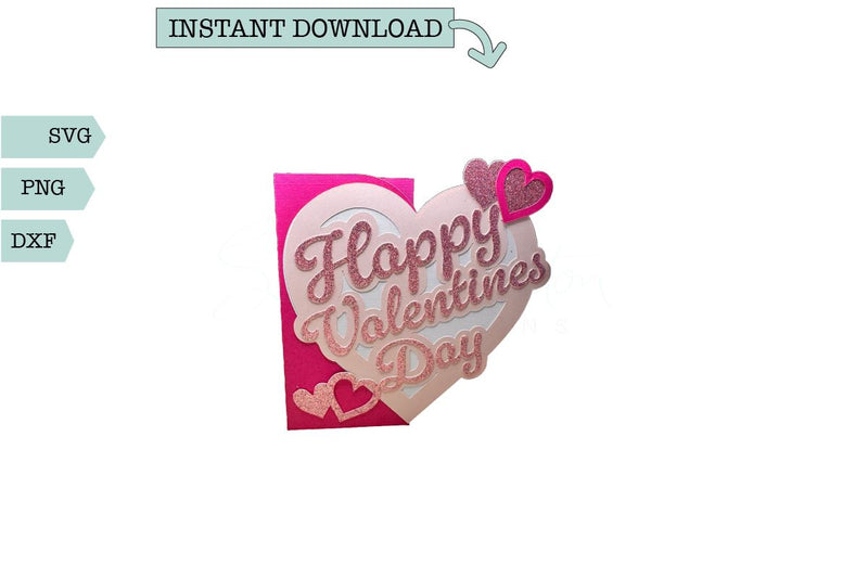 Cut out Card SVG-Happy Valentine’s Day Heart Card - So Fontsy