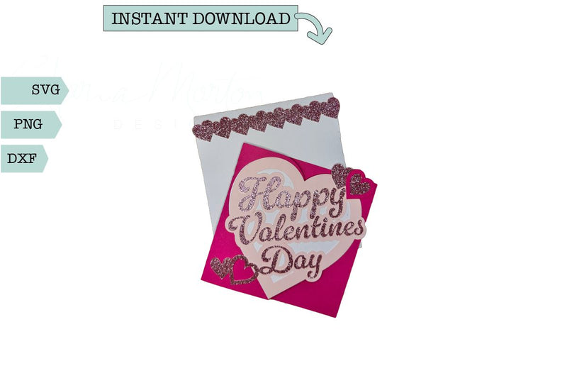 Cut out Card SVG-Happy Valentine’s Day Heart Card - So Fontsy