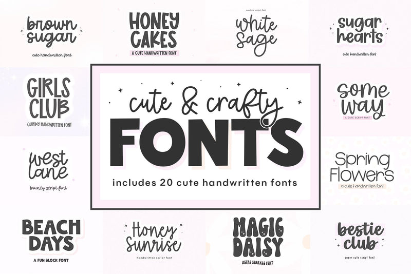Cute and Crafty Font Bundle - 20 Fonts For Crafters - So Fontsy