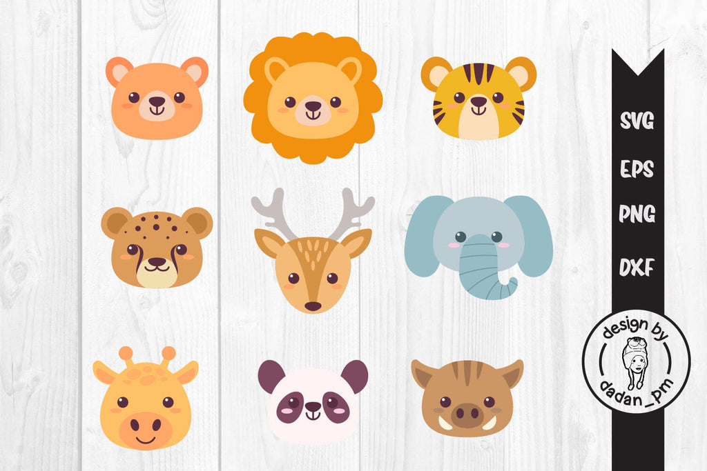 Cute animals face cartoon svg - So Fontsy