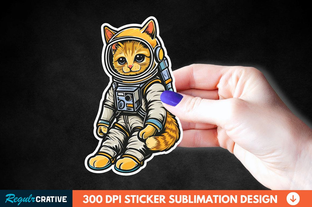 Cute Astronaut Cat Sticker Clipart - So Fontsy