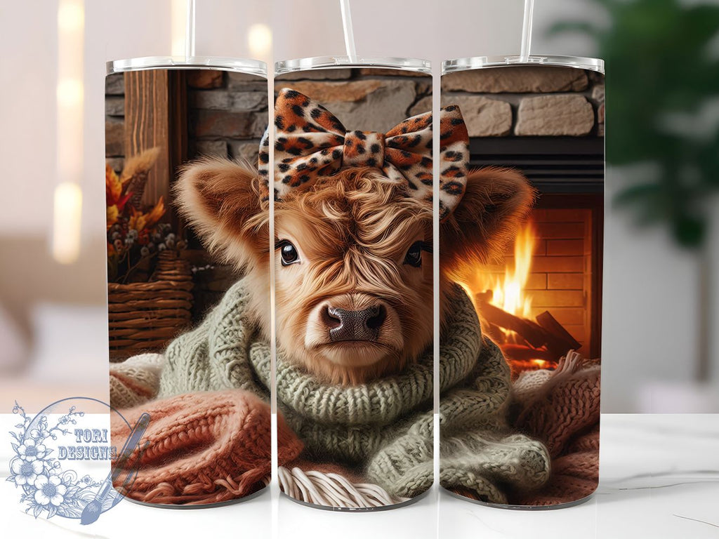 Cute Baby Highland Cow Fall Tumbler, Fall Cow Wrap, 20oz Tumbler ...