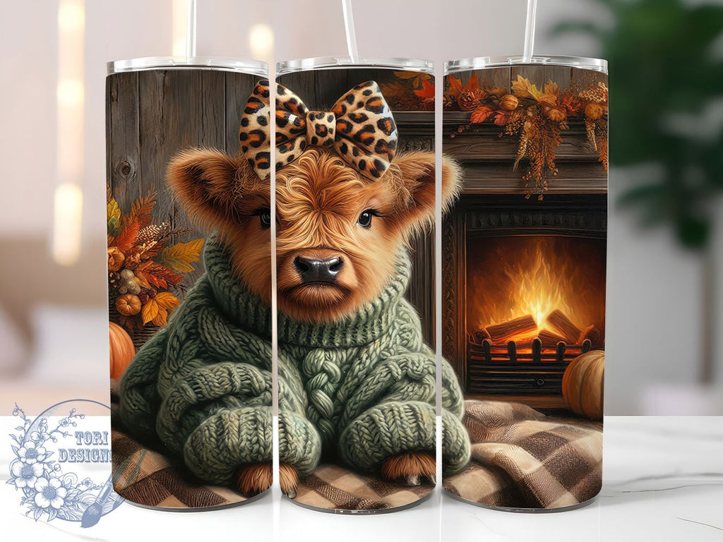 Cute Baby Highland Cow Fall Tumbler, Fall Cow Wrap, 20oz Tumbler ...