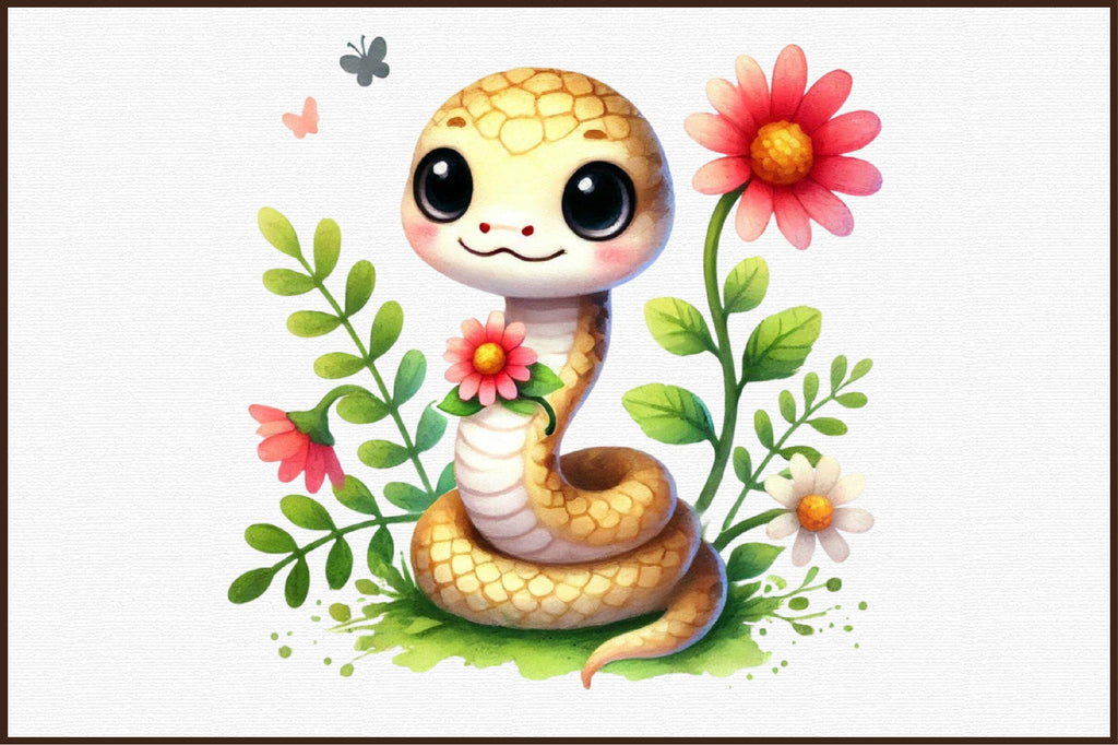 Cute Baby Snake Clipart, Nursery Art - So Fontsy