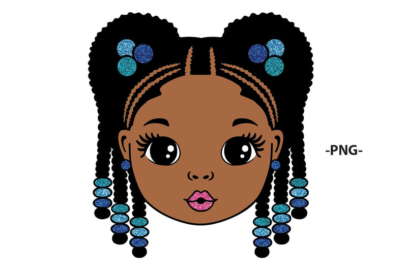 Cute Black Girl Head SVG with Beads and Afro Puffs | 4 Glitters ...