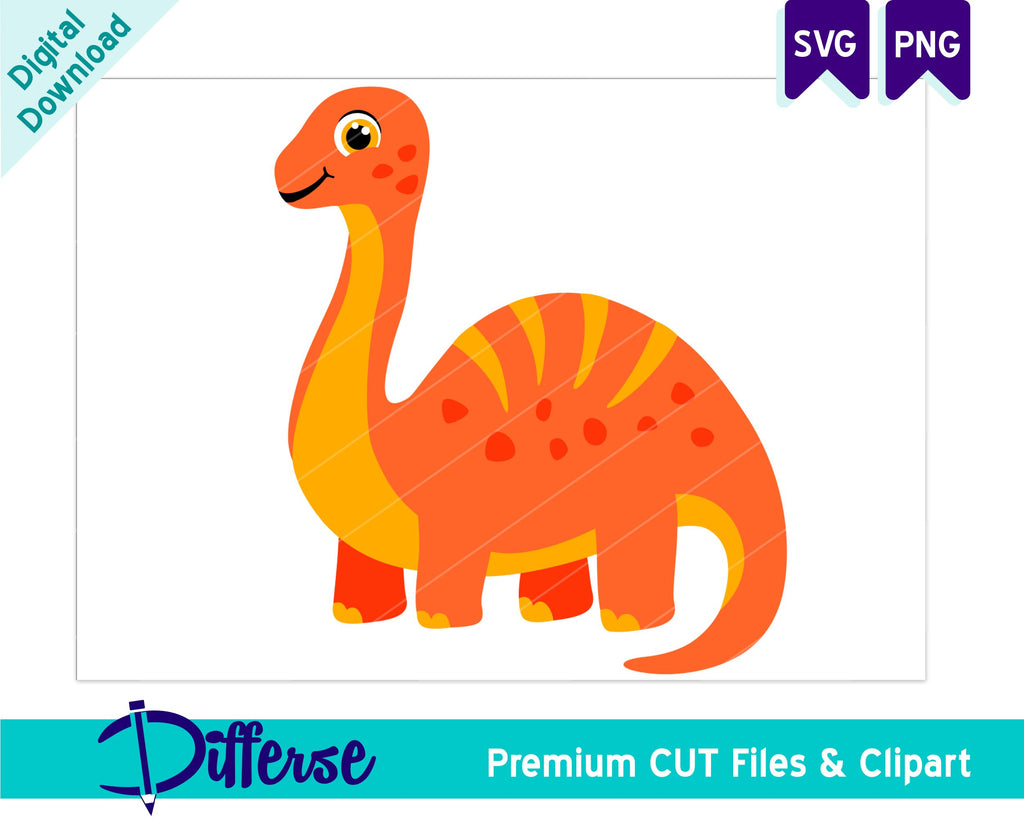 Cute Brontosaurus SVG | Dinosaur SVG - So Fontsy
