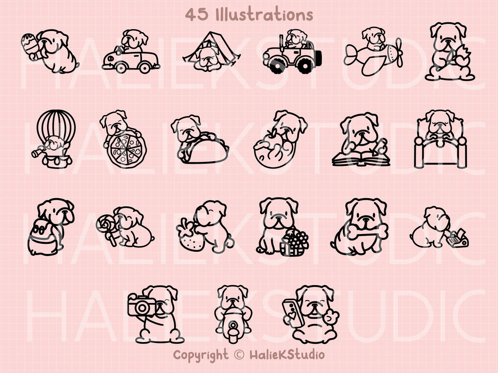Cute Bulldogs SVG Design Set - So Fontsy