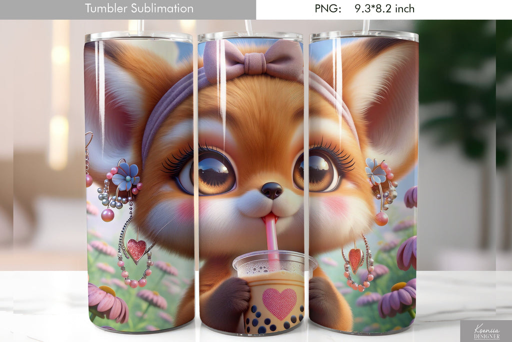 Cute cartoon animal. Kids tumbler design - So Fontsy