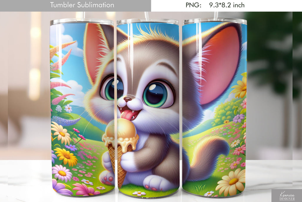 Cute cartoon animal. Kids tumbler design - So Fontsy