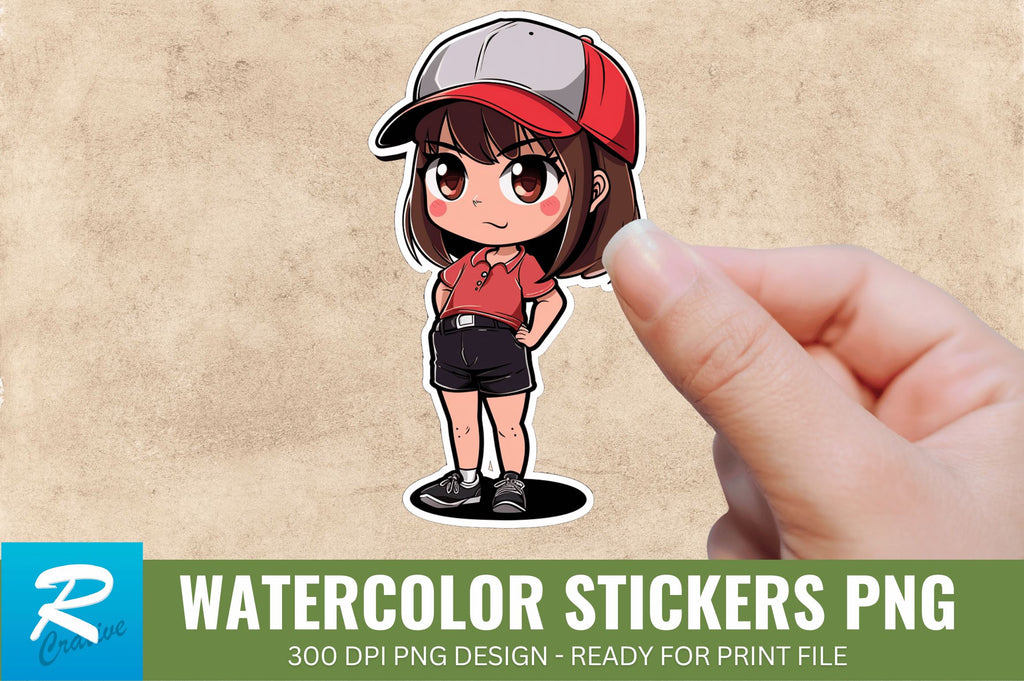 Cute Chibi Golf Girl Sticker Clipart Bundle - So Fontsy