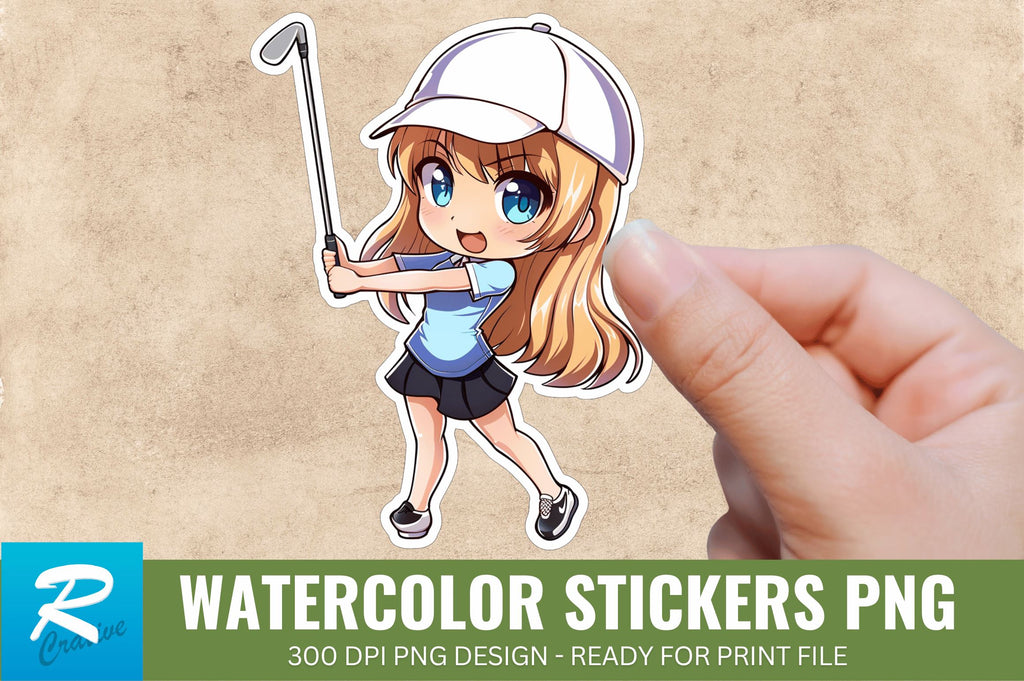 Cute Chibi Golf Girl Sticker Clipart, Sticker PNG Clipart - So Fontsy