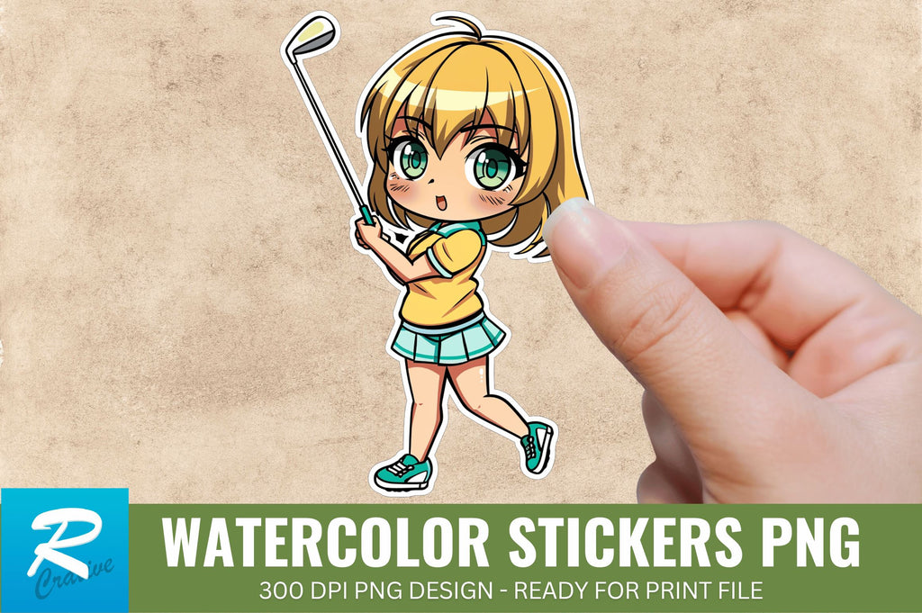 Cute Chibi Golf Girl Sticker Clipart, Sticker PNG Clipart - So Fontsy